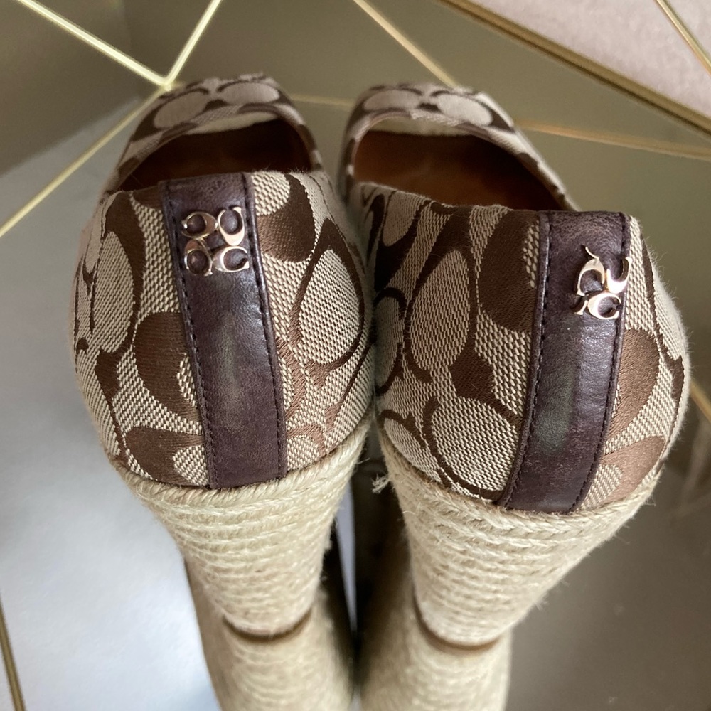 Coach Signature Logo Jacquard Rope Wedges - Gem